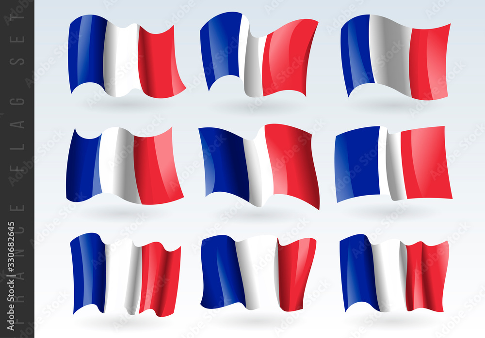 3D Waving flag of France. Vector illustration. Isolated on white ...