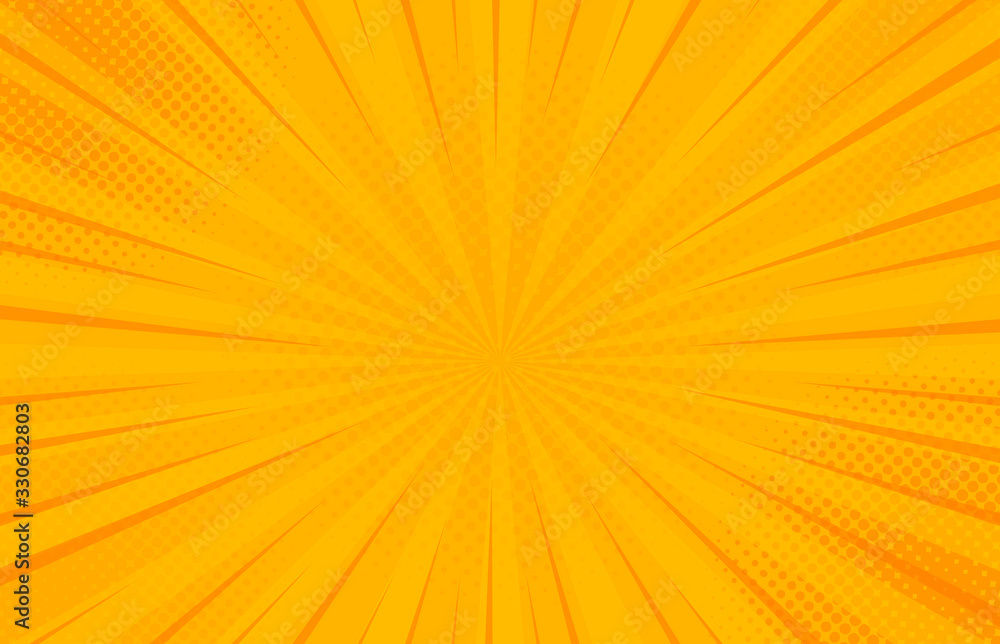 Vintage pop art yellow background. Banner vector illustration Stock ...