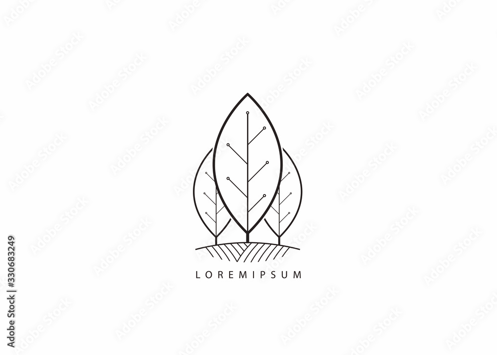 Vector design template for three digital leaf shapes. Digital friendly ...