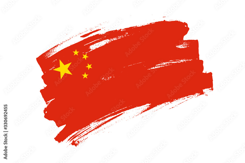 Flag of People's Republic of China. China red banner brush concept with ...