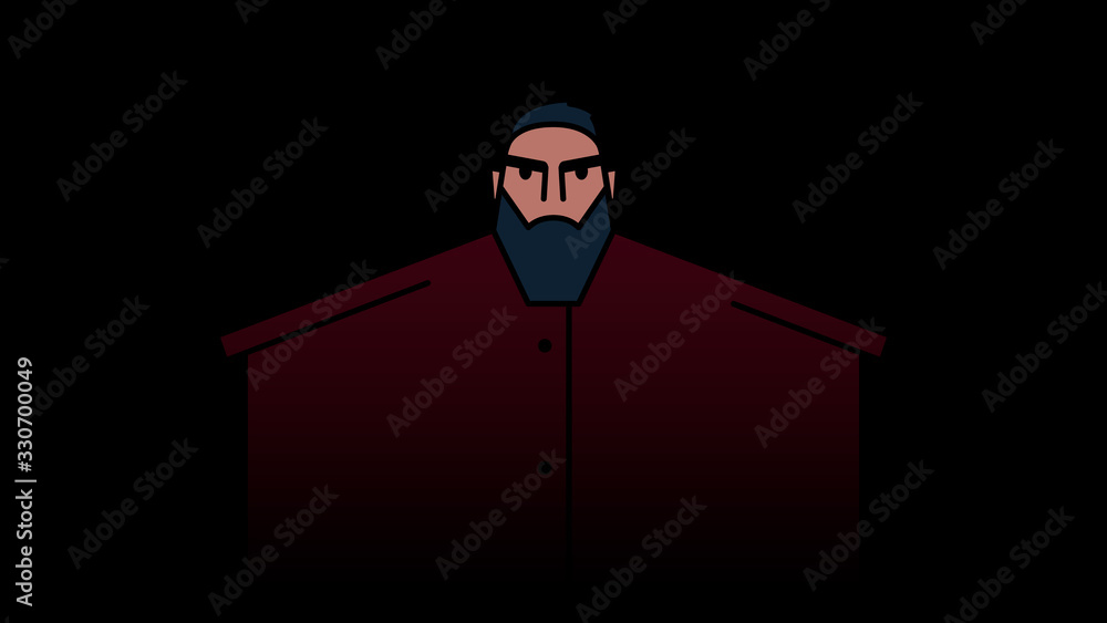 Vector portrait illustration of a character on the dark background ...