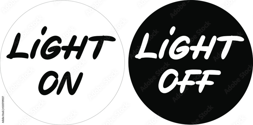 Light on, Light off signs in round shapes, flat buttons of power modes ...
