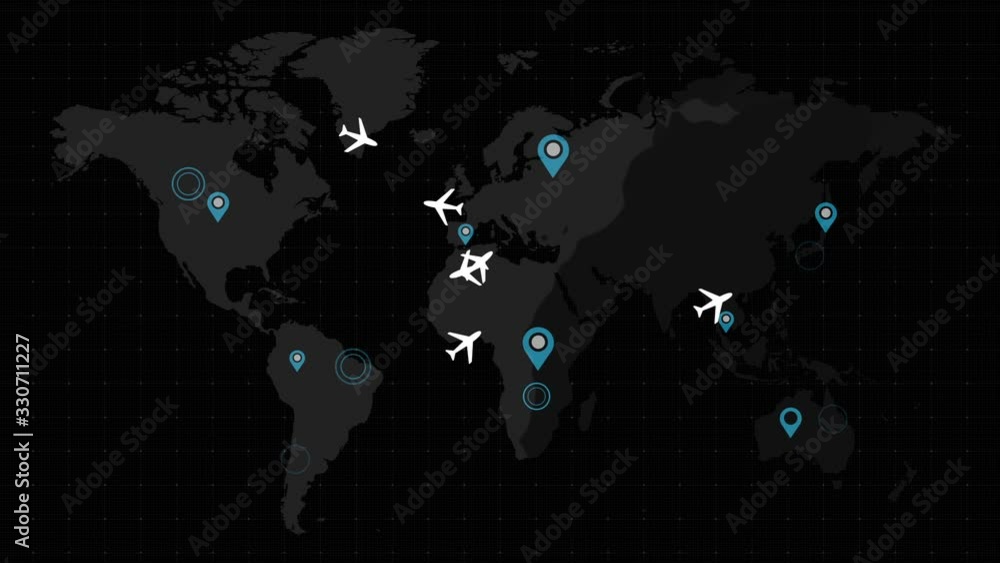 Map showing the route of commercial aircraft concept,Airplane icon ...