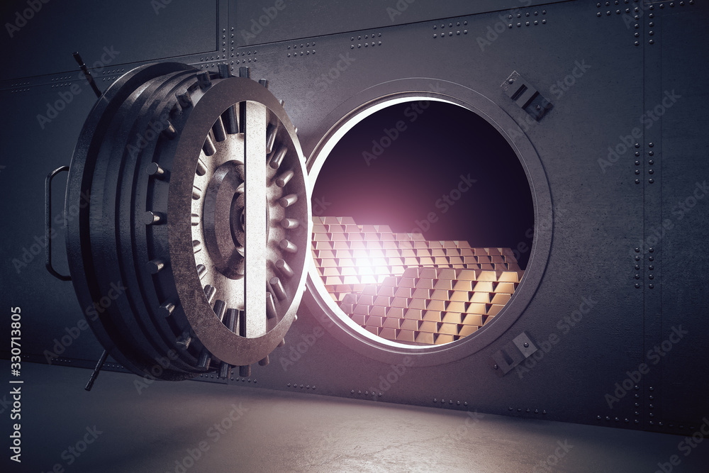 Bank safe with gold bars. Stock Photo | Adobe Stock