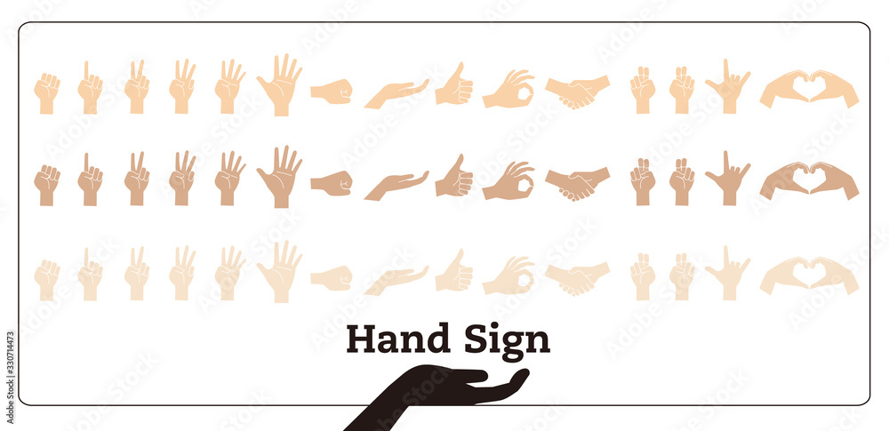 Vector illustration of various hand signs Stock Vector | Adobe Stock