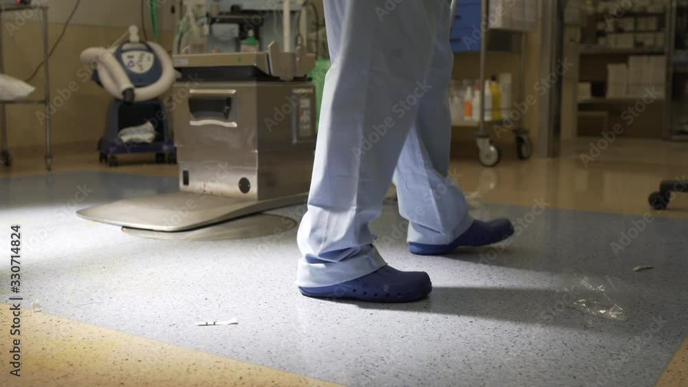 Cleaning an operating room with a sweeper Stock Video | Adobe Stock