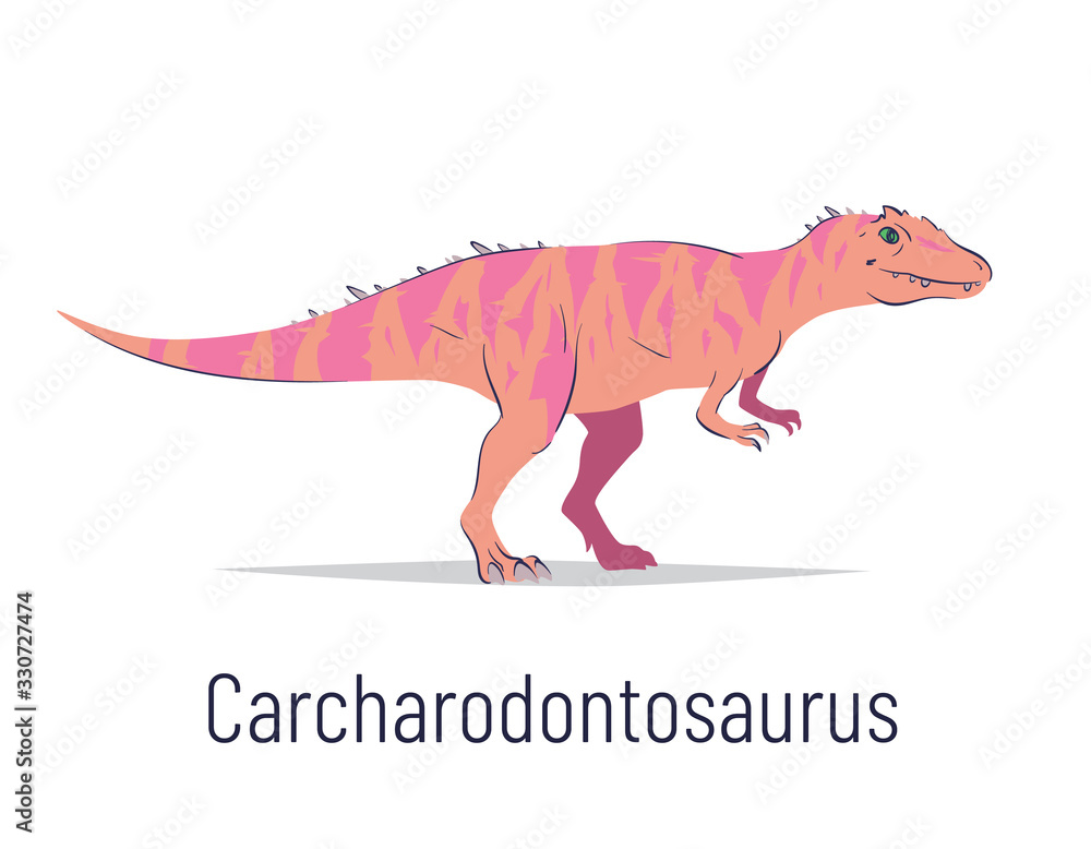 Carcharodontosaurus. Theropoda dinosaur. Colorful vector illustration ...
