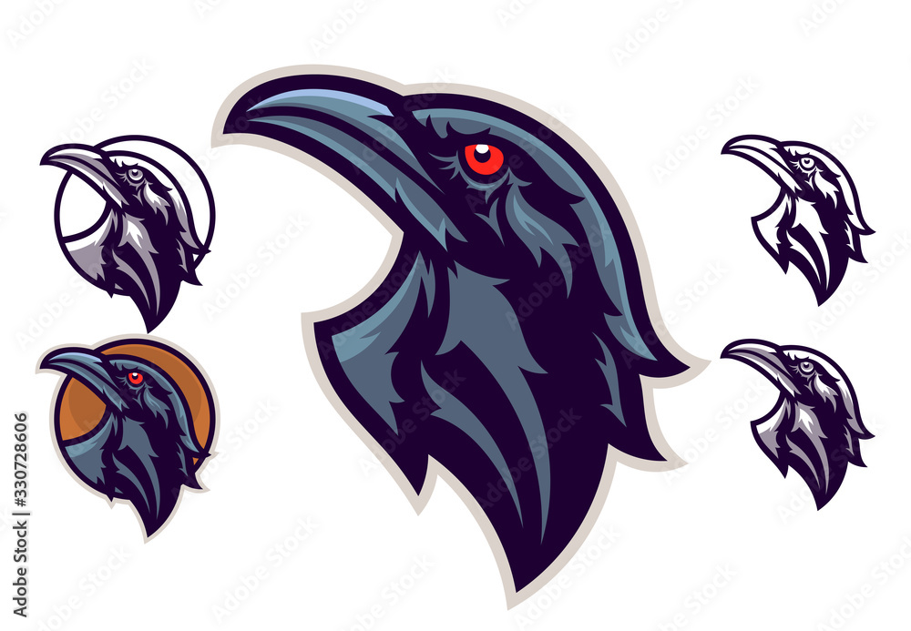 Raven head emblem Stock Vector | Adobe Stock