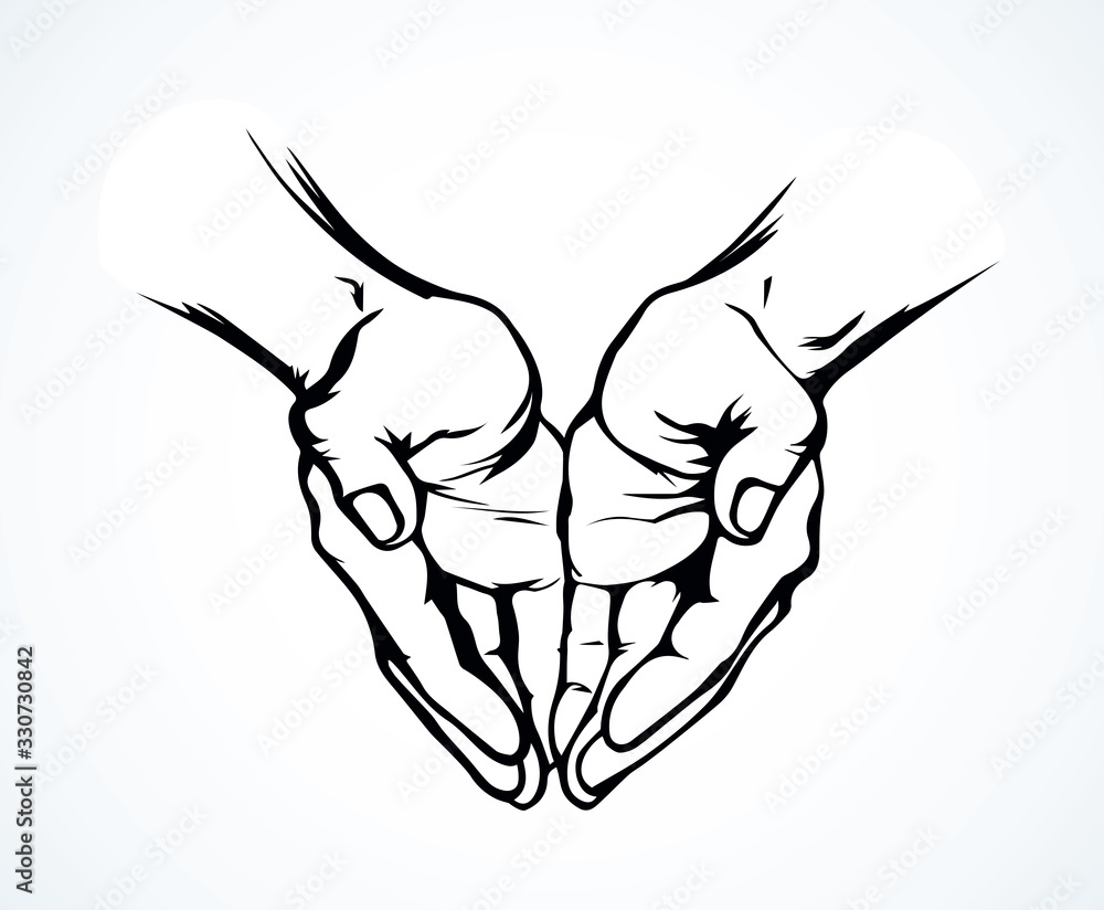 Praying hands. Vector drawing Stock Vector | Adobe Stock