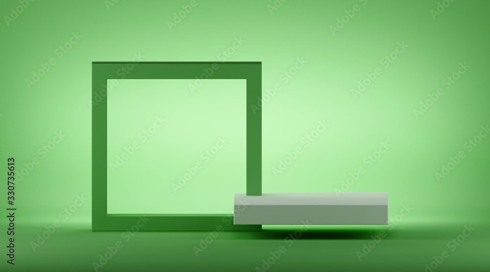 3d render abstract fresh green geometric background, modern minimal ...