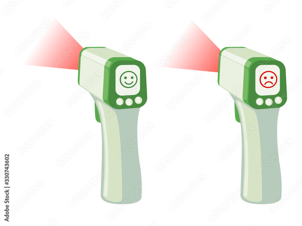 Contactless Infrared Thermometer icon in flat style isolated on white ...