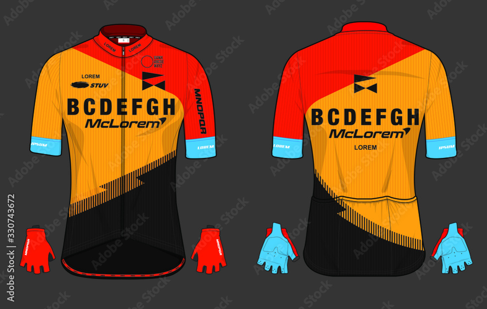 Cycling team jersey biking uniform เวกเตอร์สต็อก | Adobe Stock