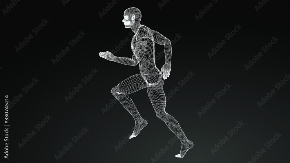 3d rendering. Image of 3d running man model. 3d graphic human model ...