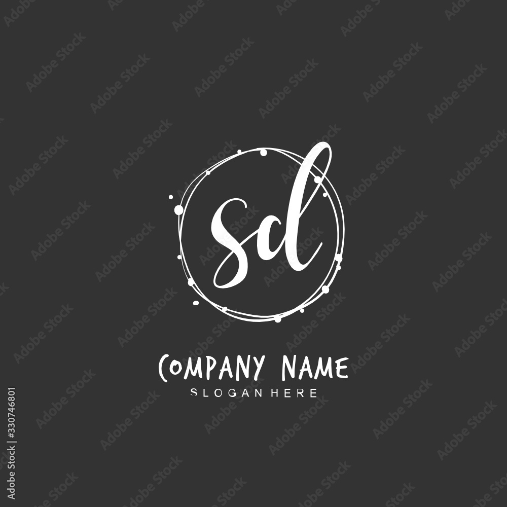 Handwritten initial letter S D SD for identity and logo. Vector logo ...