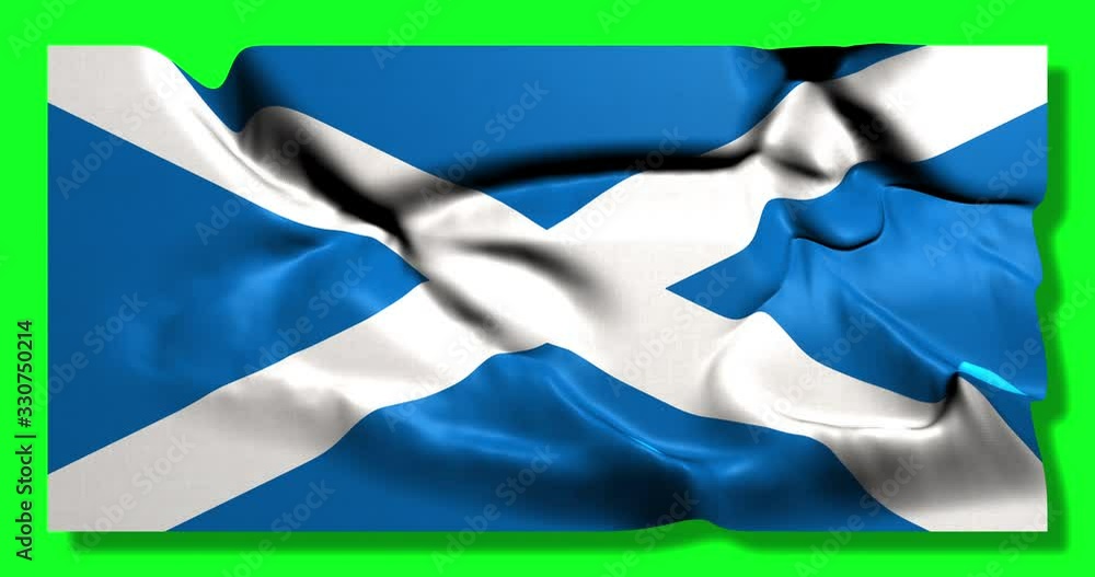 Green screen hiper realistic loop of Scotland flag waving in the wind ...