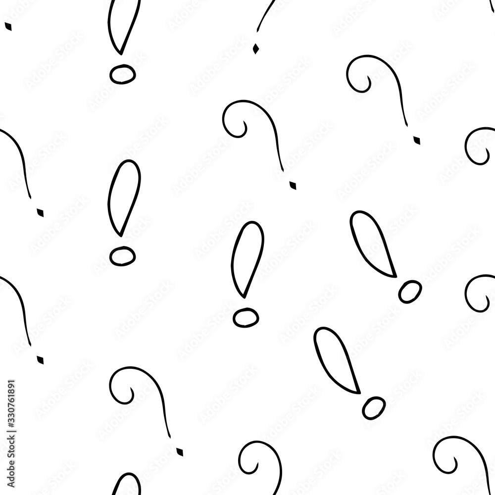 Question marks and exclamation mark seamless pattern. Vector sketch ...