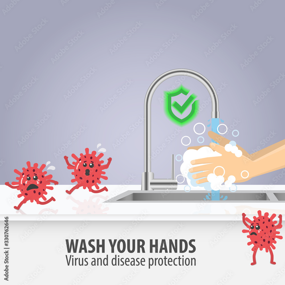 Wash your hands prevent viruses and disease. Protection of Virus and ...