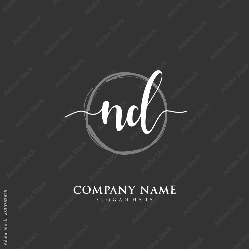 Handwritten initial letter N D ND for identity and logo. Vector logo ...