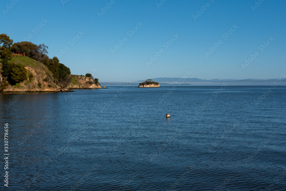 Rat Rock little island at San Pablo Bay near China Camp in San Rafael ...