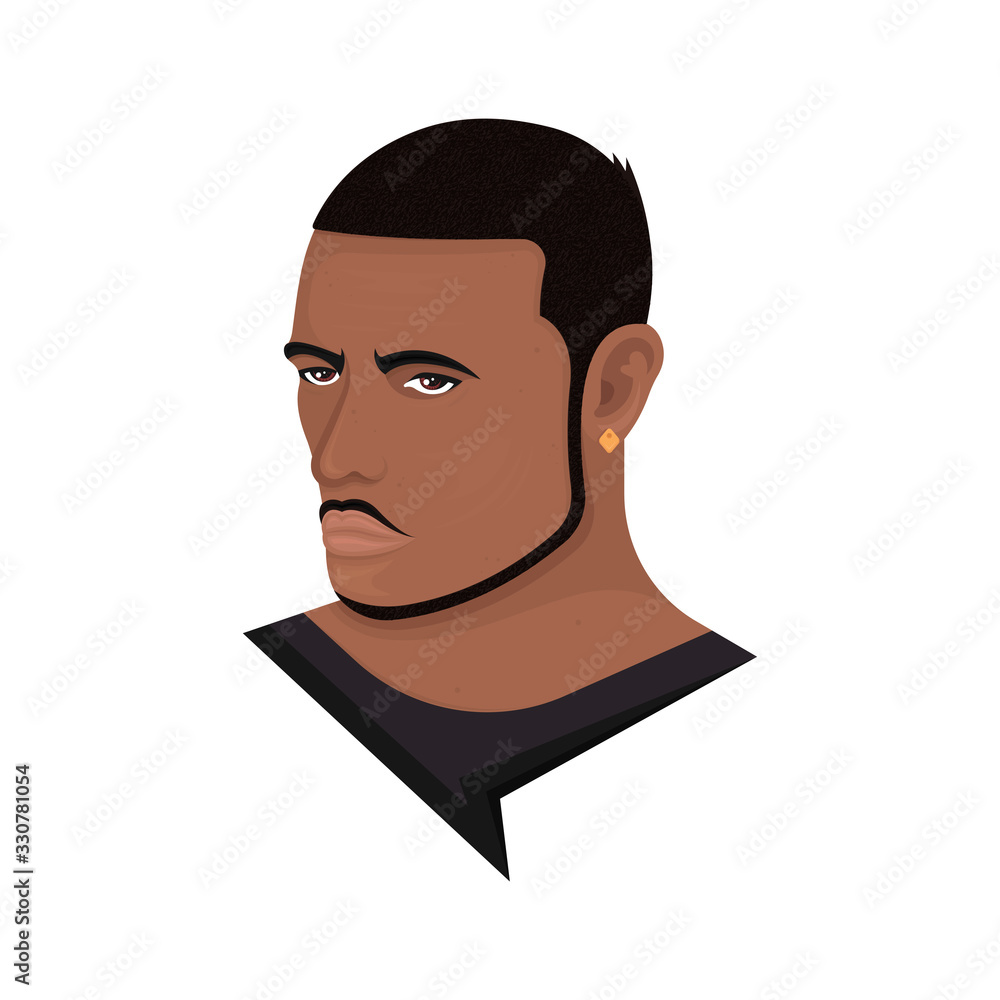 Vector illustration of a man with a bald fade and chin curtain beard on ...