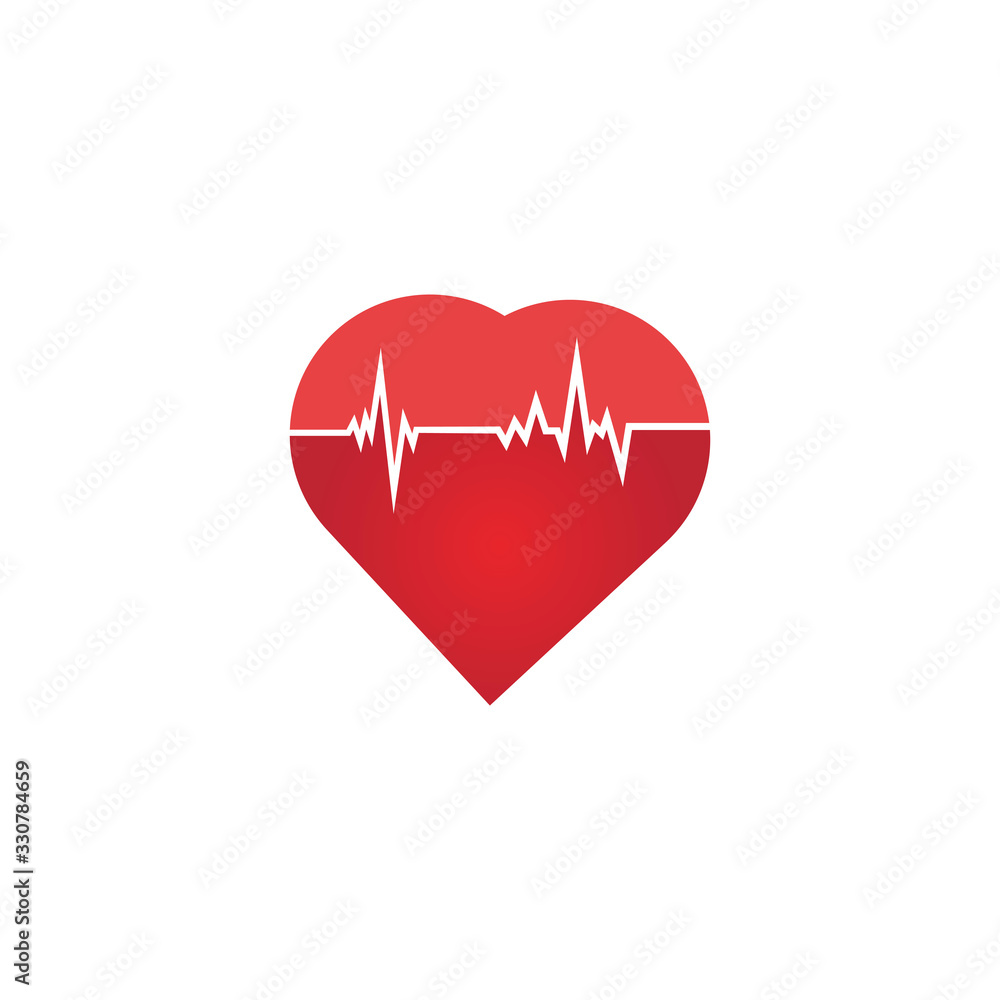 Heart rate icon - health monitor. Red Heart Rate.Blood pressure vector ...
