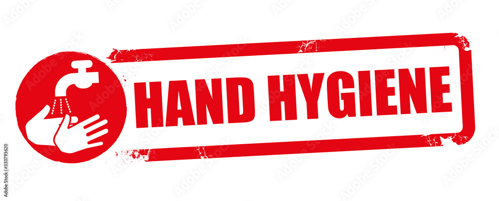 hand hygiene - red square grunge stamp on white background - coverage ...