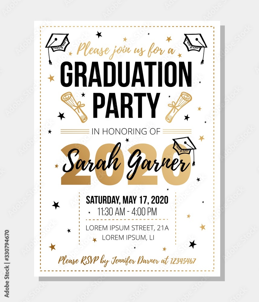 Graduation party invitation with information vector illustration ...