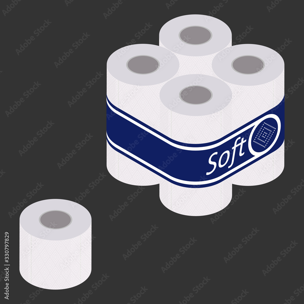 Toilet paper roll and pack, isometric design. 3D Render. Vector ...