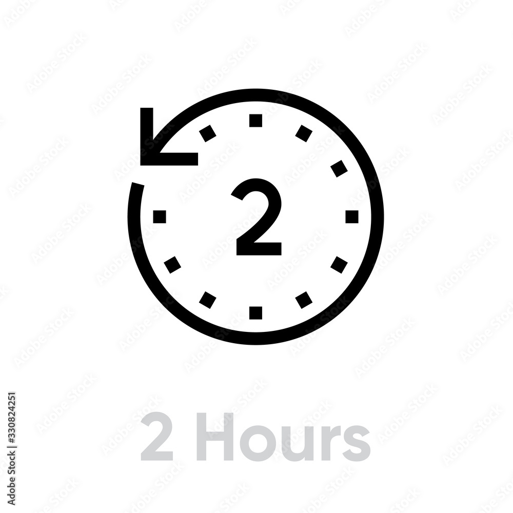 2 Hours icon. Editable Vector Outline Stock Vector | Adobe Stock