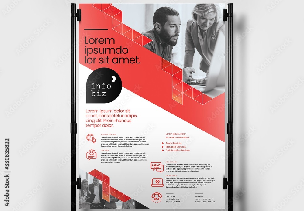 Red and White Business Poster Layout with Geometric Elements Stock ...
