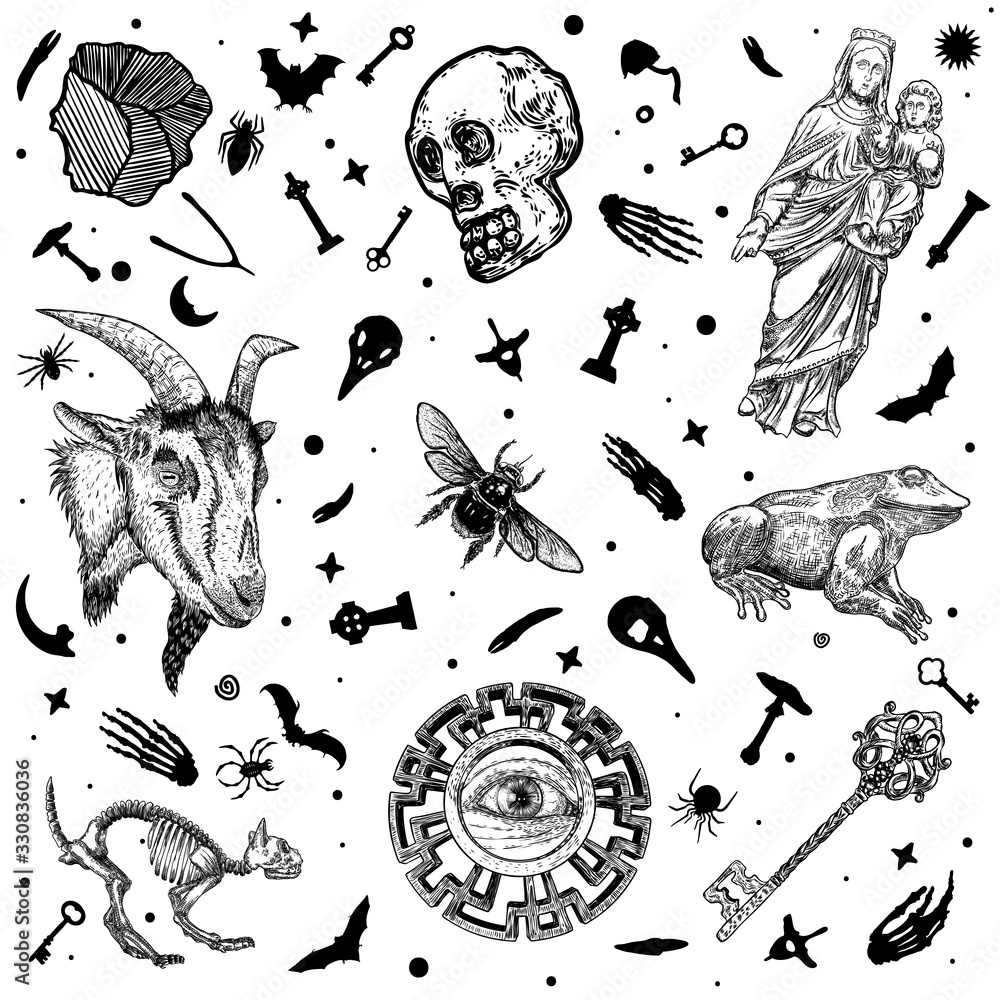 Occult medieval ancient book elements. Witchcraft occultism mystic ...