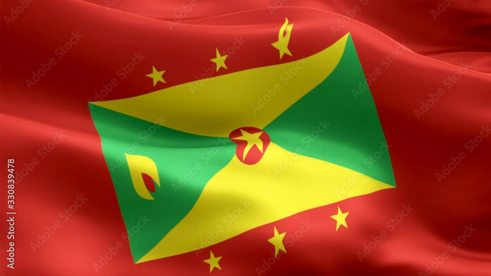 ‎Grenadian flag Closeup 1080p Full HD 1920X1080 footage video waving in ...