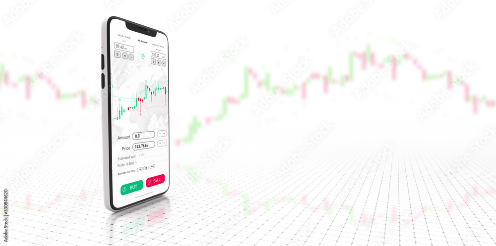 Stock exchange smartphone app with general info shown on screen on ...