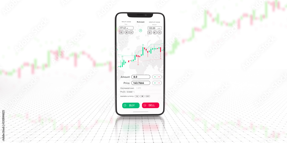 Stock exchange smartphone app with general info shown on screen on ...