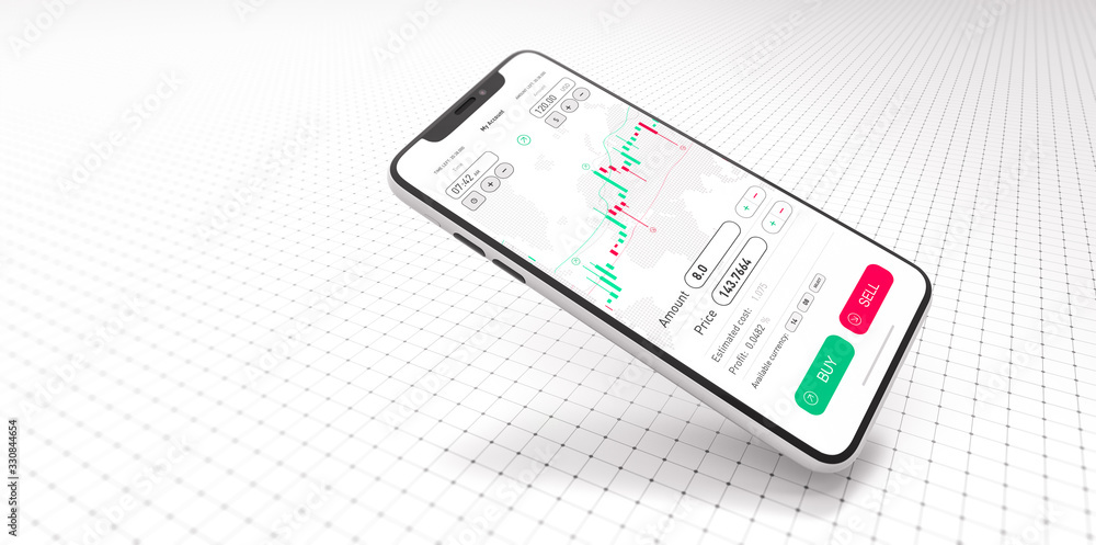 Stock exchange smartphone app with general info shown on screen on ...