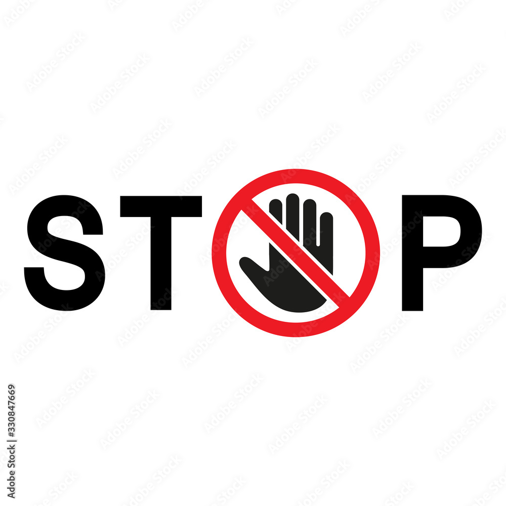 stop sign with a circle in a crossed out circle and text on a white ...