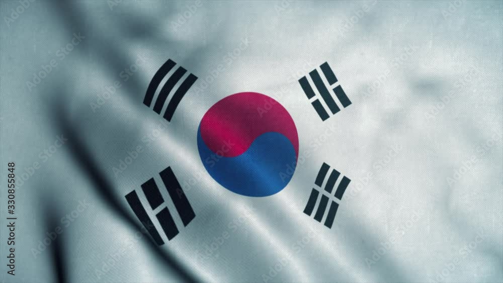 South Korea flag waving in the wind. National flag of South Korea. Sign ...
