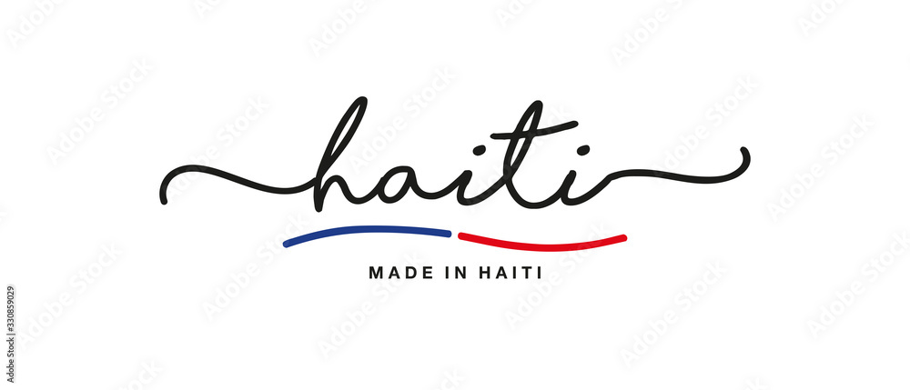 Made in Haiti handwritten calligraphic lettering logo sticker flag ...