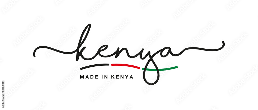 Made in Kenya handwritten calligraphic lettering logo sticker flag ...