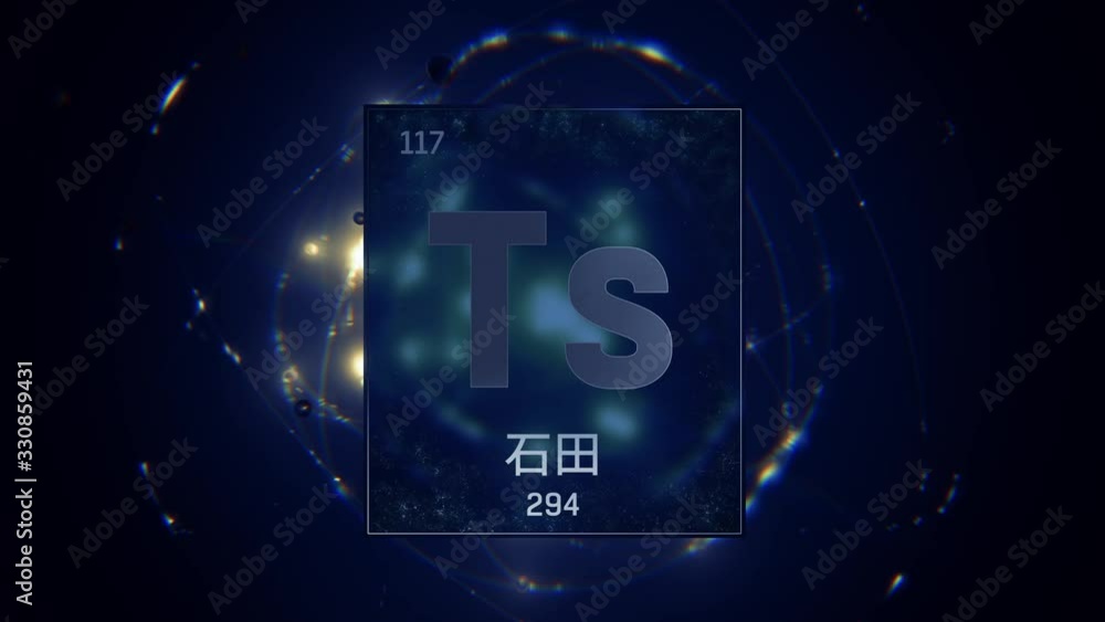 Tennessine as Element 117 of the Periodic Table. Seamlessly looping 3D ...