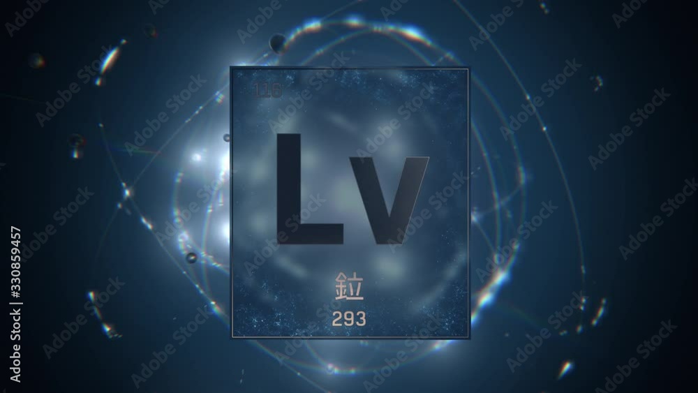 Livermorium as Element 116 of the Periodic Table. Seamlessly looping 3D ...
