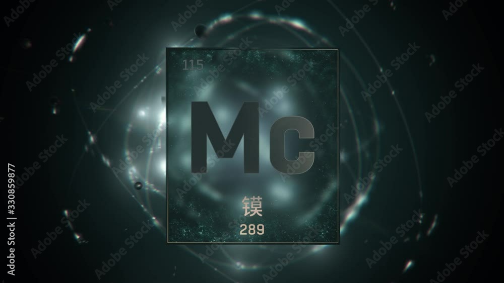 Moscovium as Element 115 of the Periodic Table. Seamlessly looping 3D ...