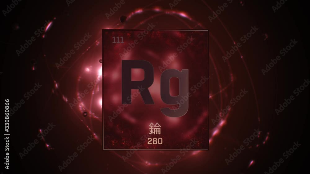 Roentgenium as Element 111 of the Periodic Table. Seamlessly looping 3D ...