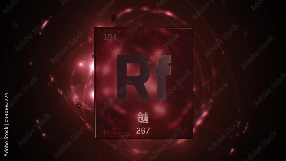 Rutherfordium as Element 104 of the Periodic Table. Seamlessly looping ...