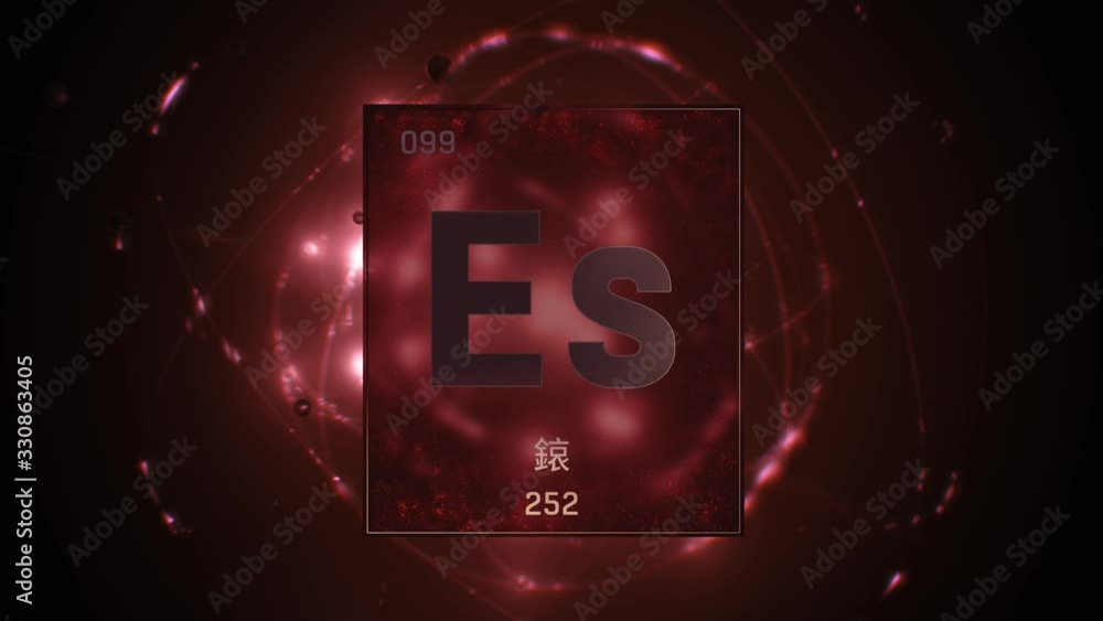 Einsteinium as Element 99 of the Periodic Table. Seamlessly looping 3D ...