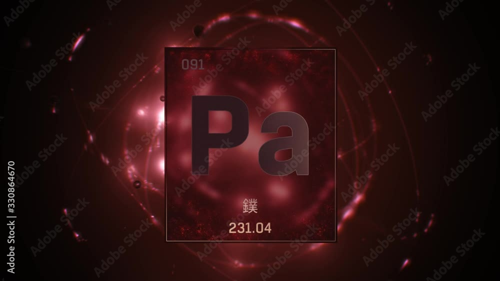 Protactinium as Element 91 of the Periodic Table. Seamlessly looping 3D ...