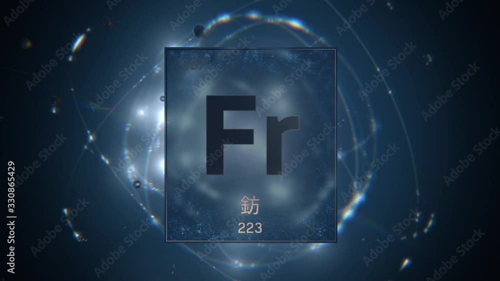 Francium as Element 87 of the Periodic Table. Seamlessly looping 3D ...