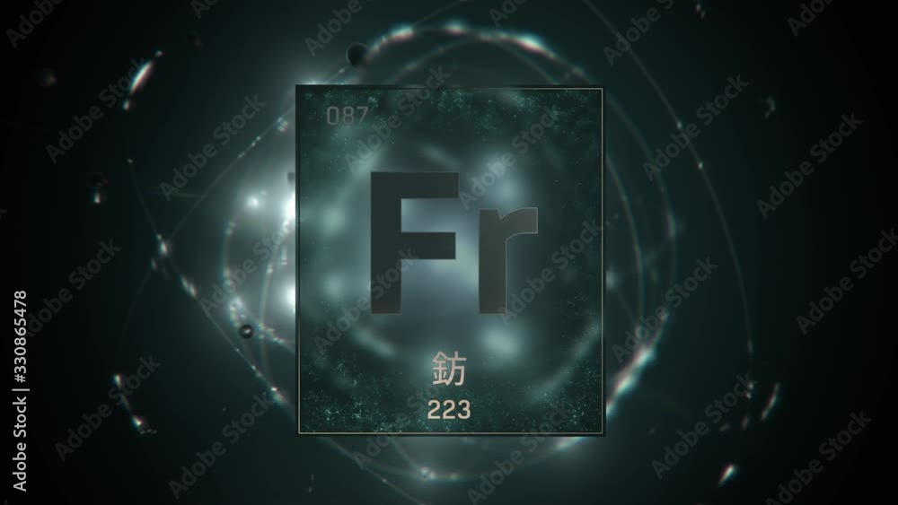 Francium as Element 87 of the Periodic Table. Seamlessly looping 3D ...