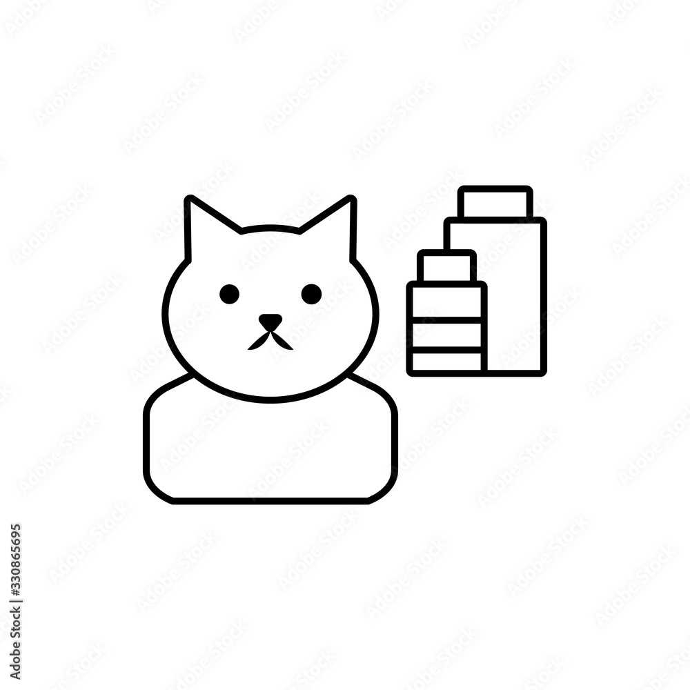 Cat, pills icon. Simple line, outline vector elements of veterinary ...