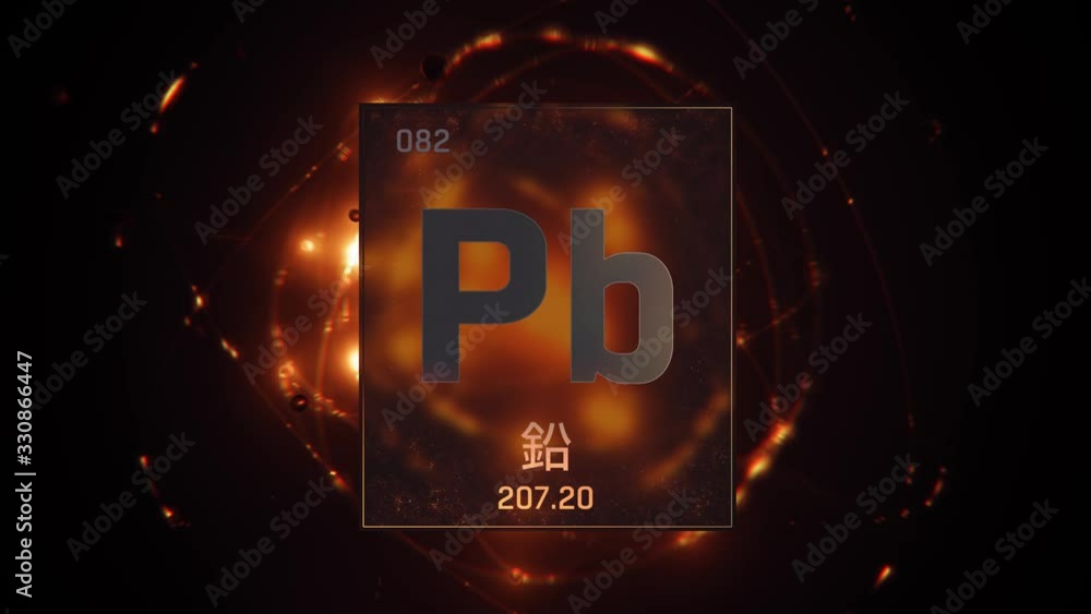 Lead as Element 82 of the Periodic Table. Seamlessly looping 3D ...
